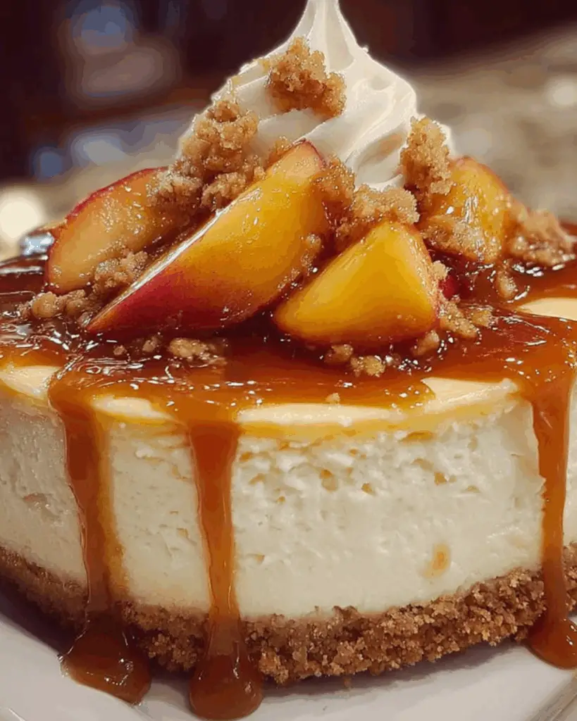 Vanilla Bean Cheesecake with Peach Cobbler Delights! - BELLY RECIPES