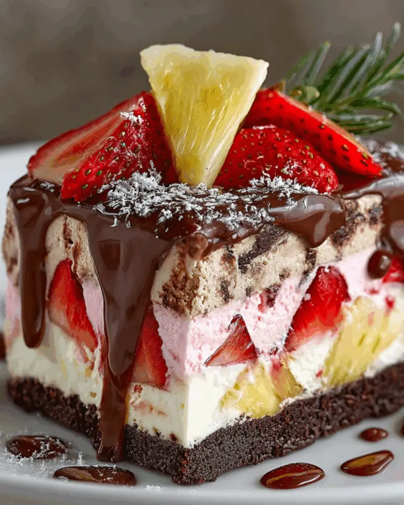 Pineapple Strawberry Chocolate Ice Cream Cake is irresistible! - BELLY ...