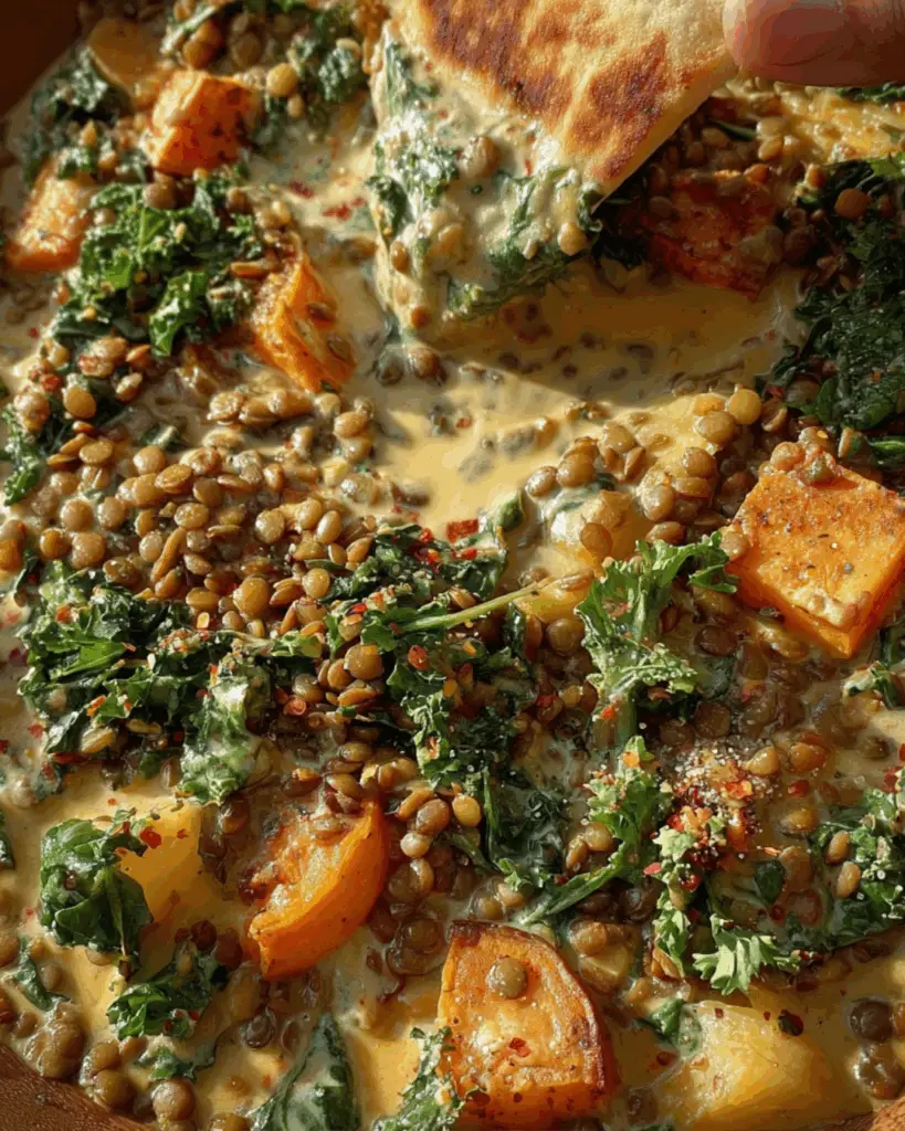 One Pan Creamy Lentils, Japanese Sweet Potatoes, + Kale Delight Your ...
