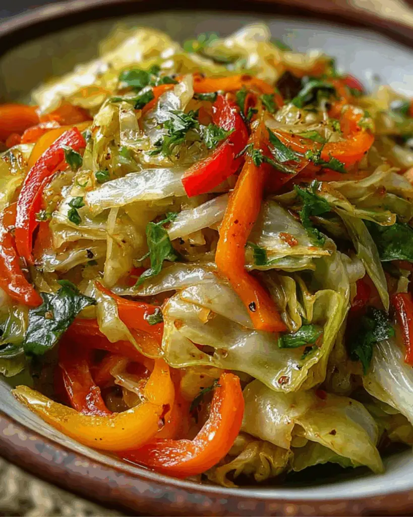 Jamaican Cabbage with Carrot and Bell Pepper Ribbons delights your ...