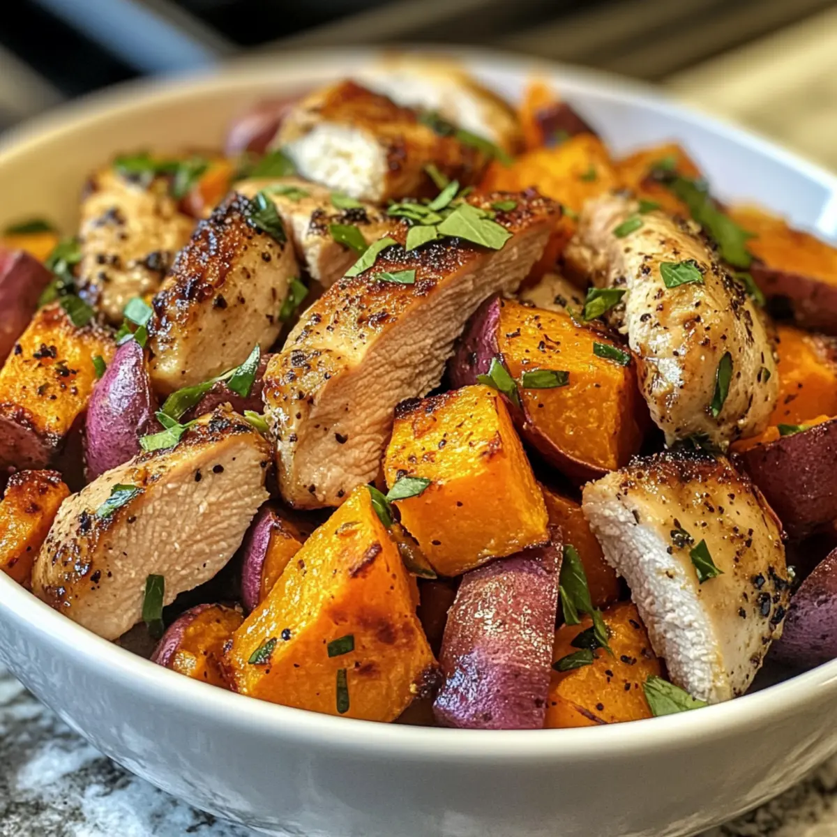 Irresistible Maple Dijon Chicken & Sweet Potato Bowls