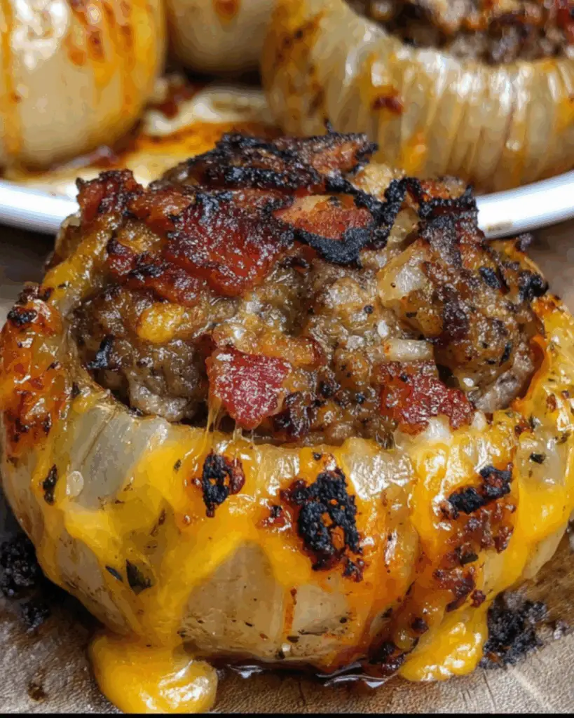 Firecracker Bacon Cheddar Cheeseburger Stuffed Onion Bombs are a must ...