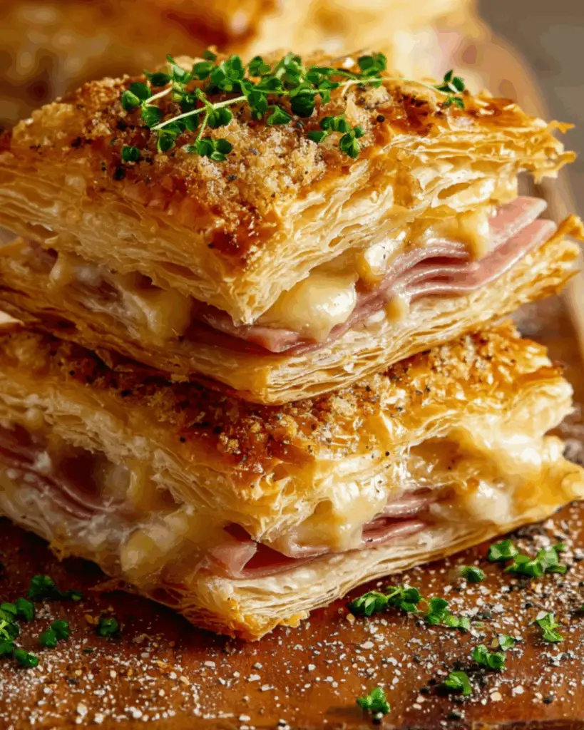 Crispy Ham & Cheese Puff Pastry Stacks You Must Try! - BELLY RECIPES