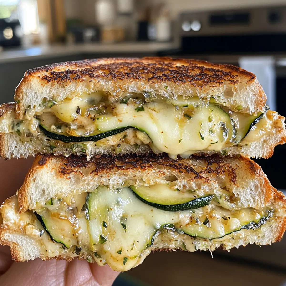 Irresistible Crispy Zucchini Grilled Cheese with Garlic Butter