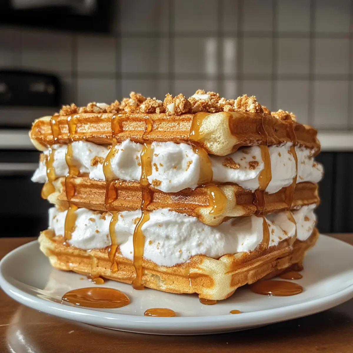 Irresistible Caramel Cream Waffle Sandwiches for Sweet Moments